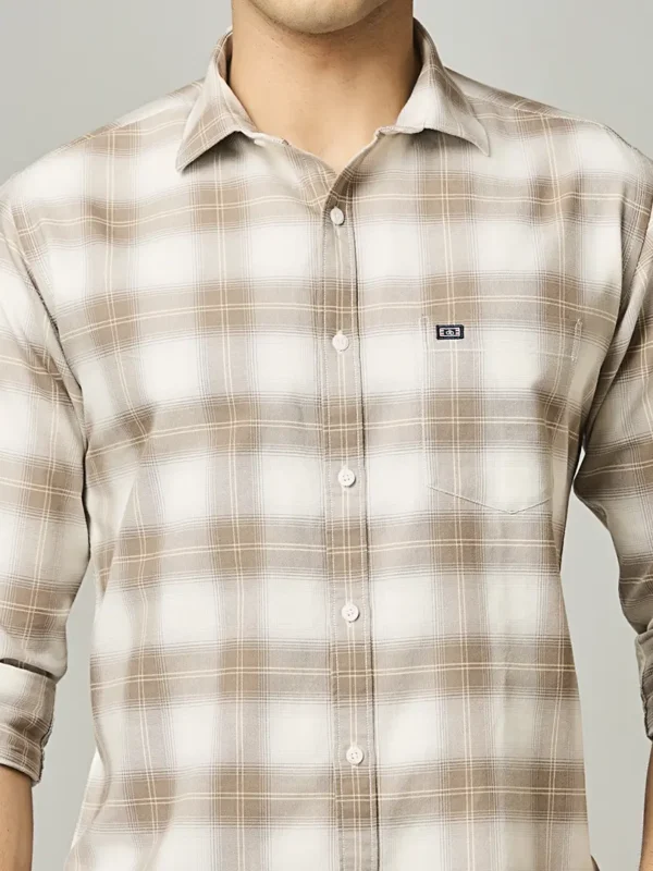 Sandy Beige Plaid Check Shirt - Double Bull