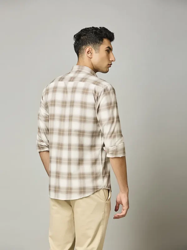 Sandy Beige Plaid Check Shirt - Double Bull